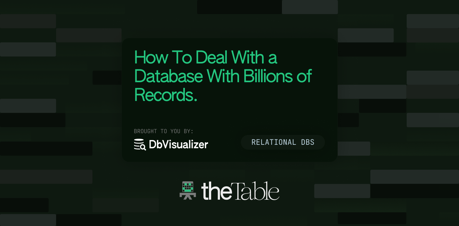 How To Deal With a Database With Billions of Records