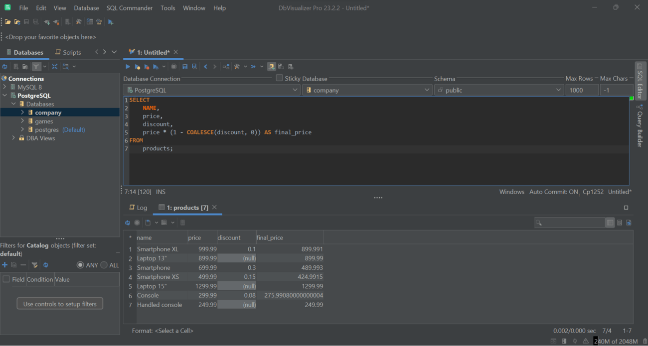 PostgreSQL COALESCE Function: Handling NULL Values