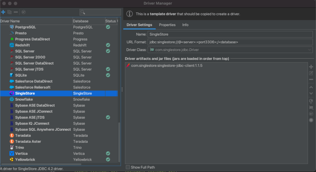 SingleStore client - DbVisualizer
