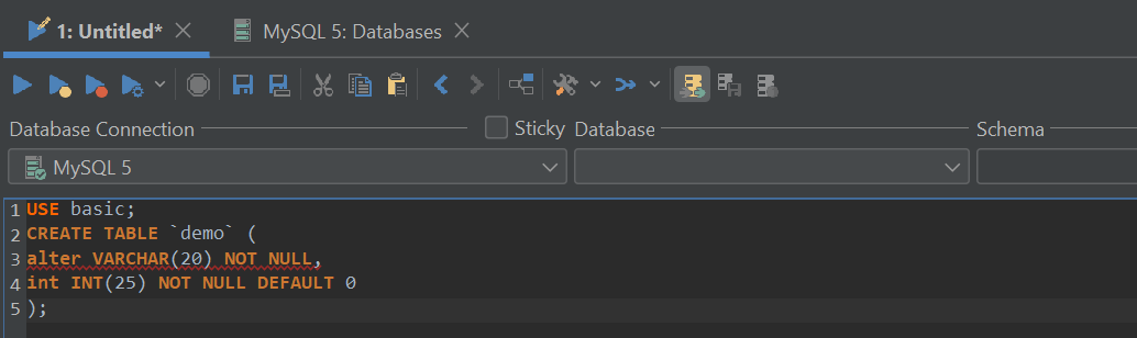 Reserved Words in MySQL: Some of the most important keywords