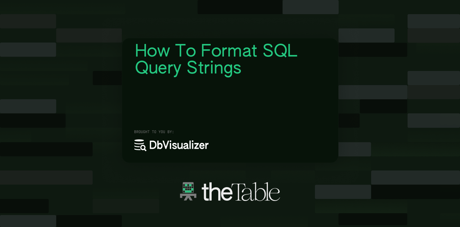 How To Format SQL Query Strings