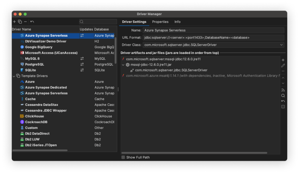 Azure Synapse Serverles client - DbVisualizer