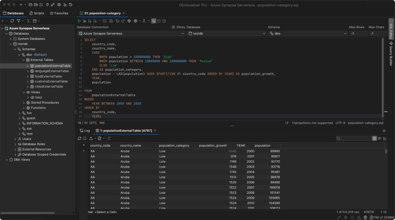 Azure Synapse Serverles client - DbVisualizer